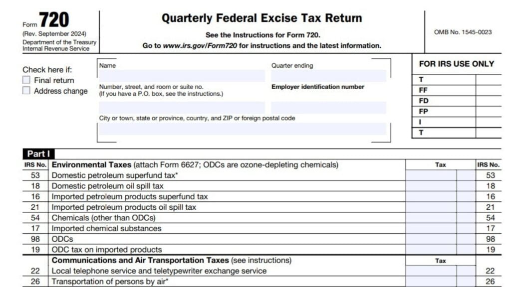 Form 720 Instructions 2025 2026