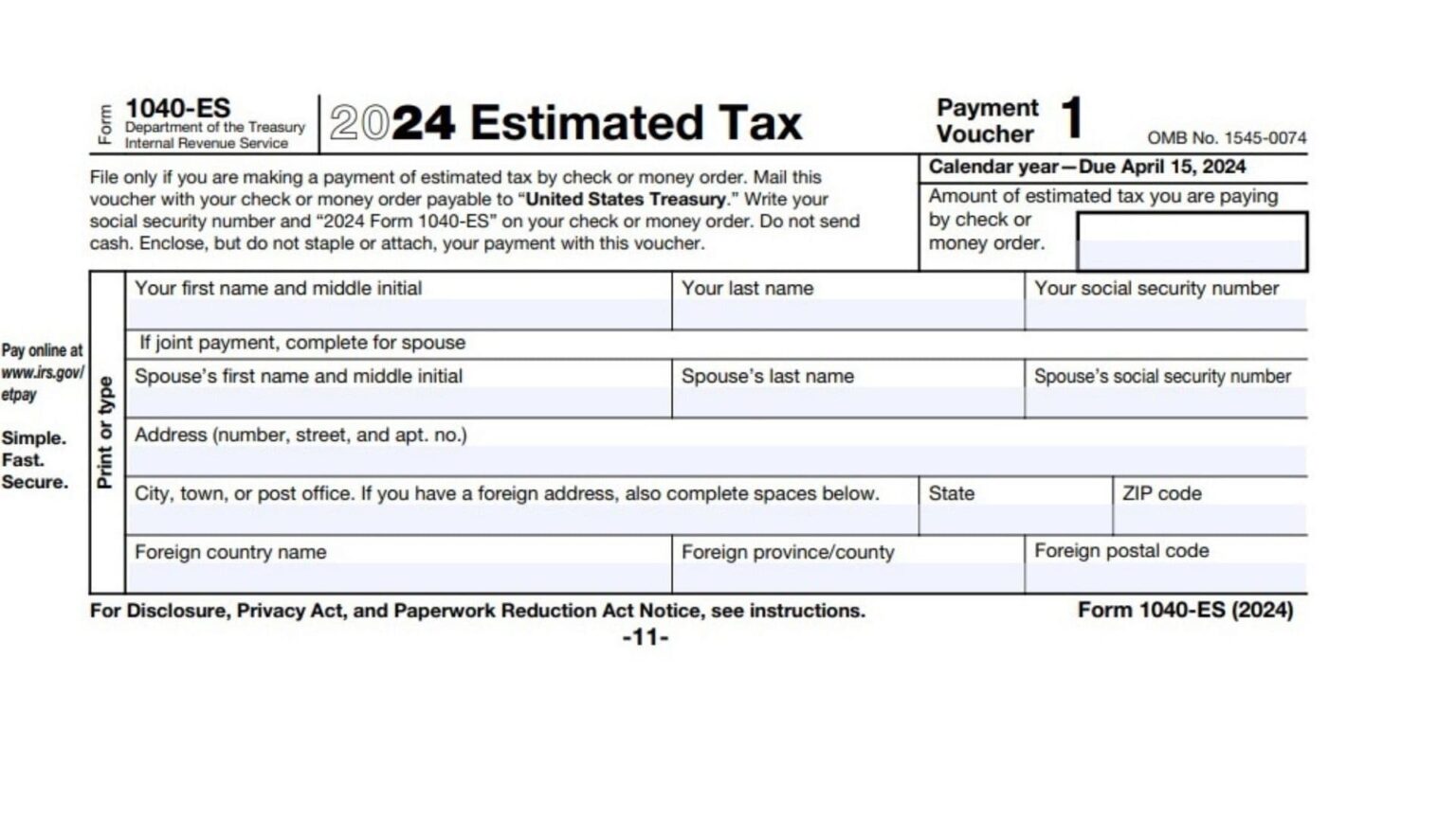 Form 1040-ES Instructions 2025 - 2026