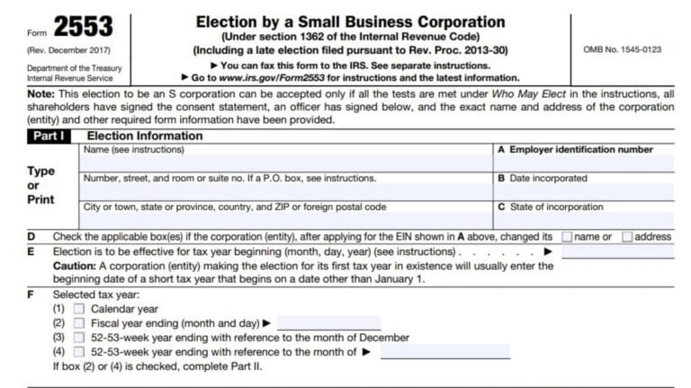 Form 2553 Instructions 2025 - 2026