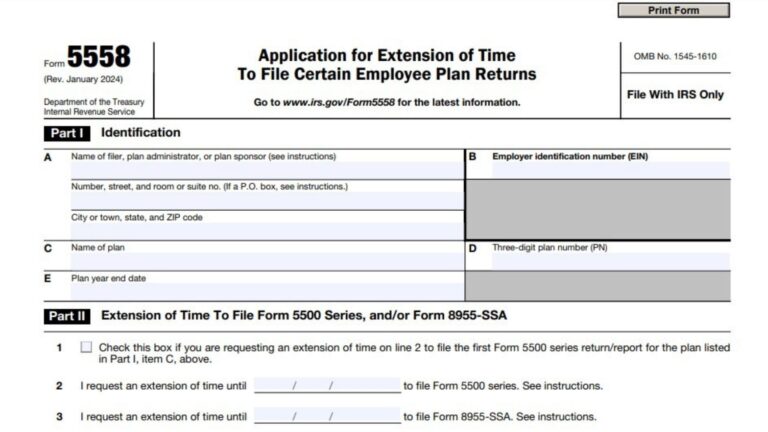 Form 5558 Instructions 2025 - 2026