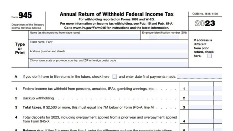 Form 945 Instructions 2025 - 2026