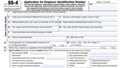 Form SS-4 Instructions 2025 - 2026