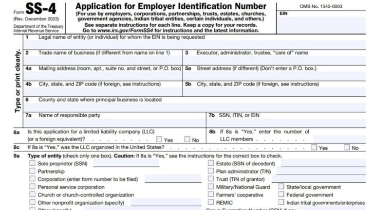 Form SS-4 Instructions 2025 - 2026