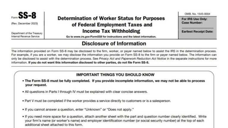 Form SS-8 Instructions 2025 - 2026