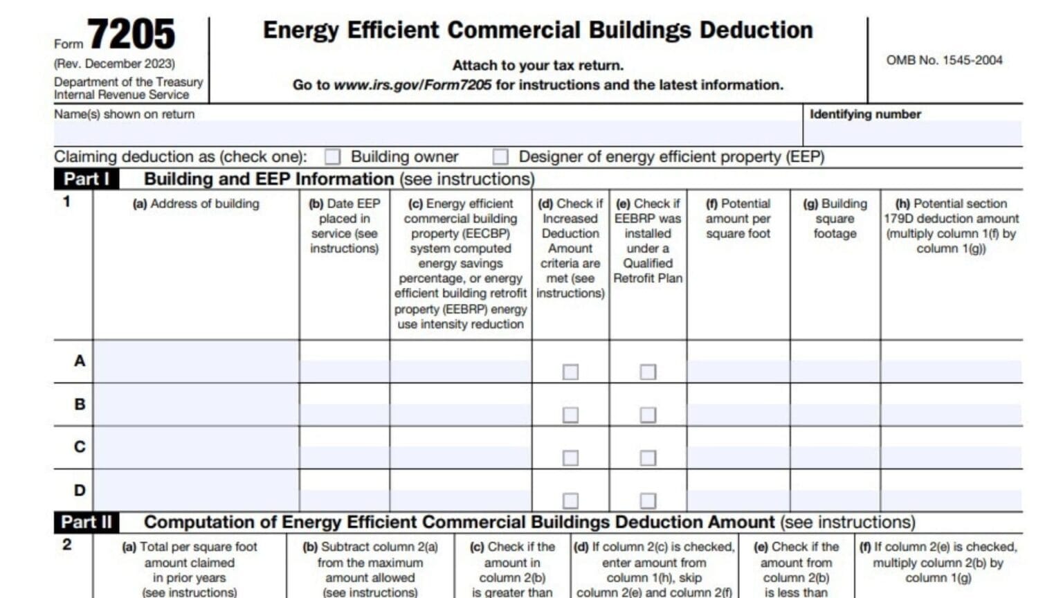 Form 7205 Instructions 2025 - 2026