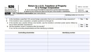 Form 926 Instructions 2025 - 2026