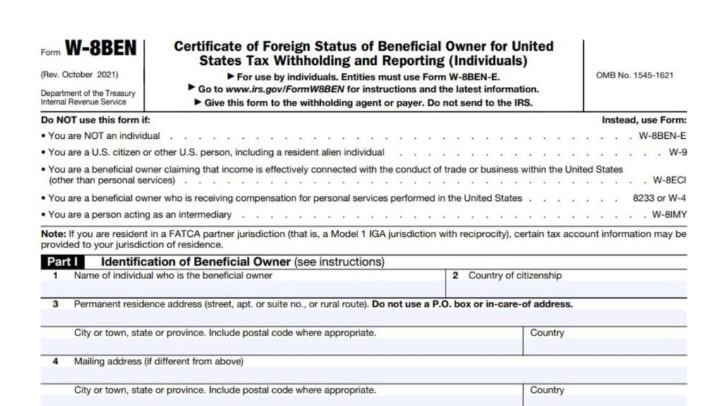 Form W-8BEN Instructions 2025 - 2026