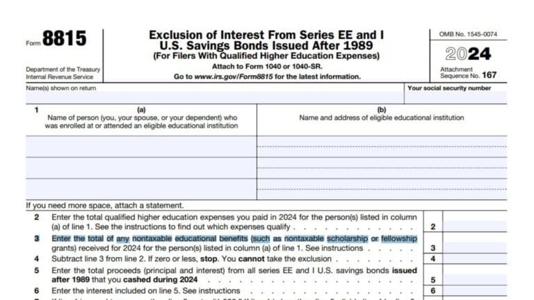 Form 8815 Instructions 2024 - 2025