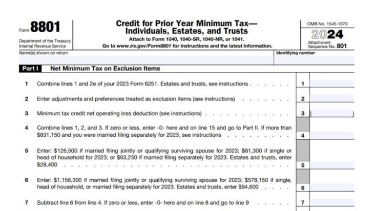 Form 8801 Instructions 2025 - 2026