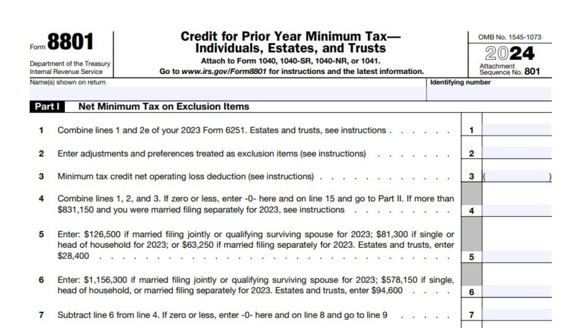 Form 8801 Instructions 2024 - 2025