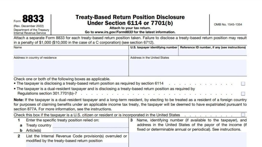 Form 8833 Instructions 2025 - 2026