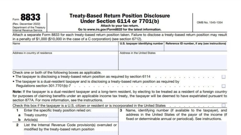 Form 8833 Instructions 2025 - 2026