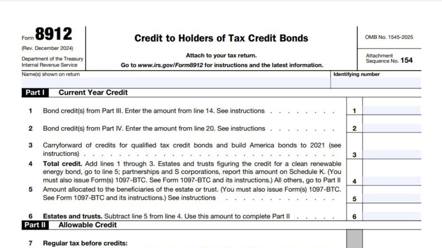 Form 8912 Instructions 2025 - 2026