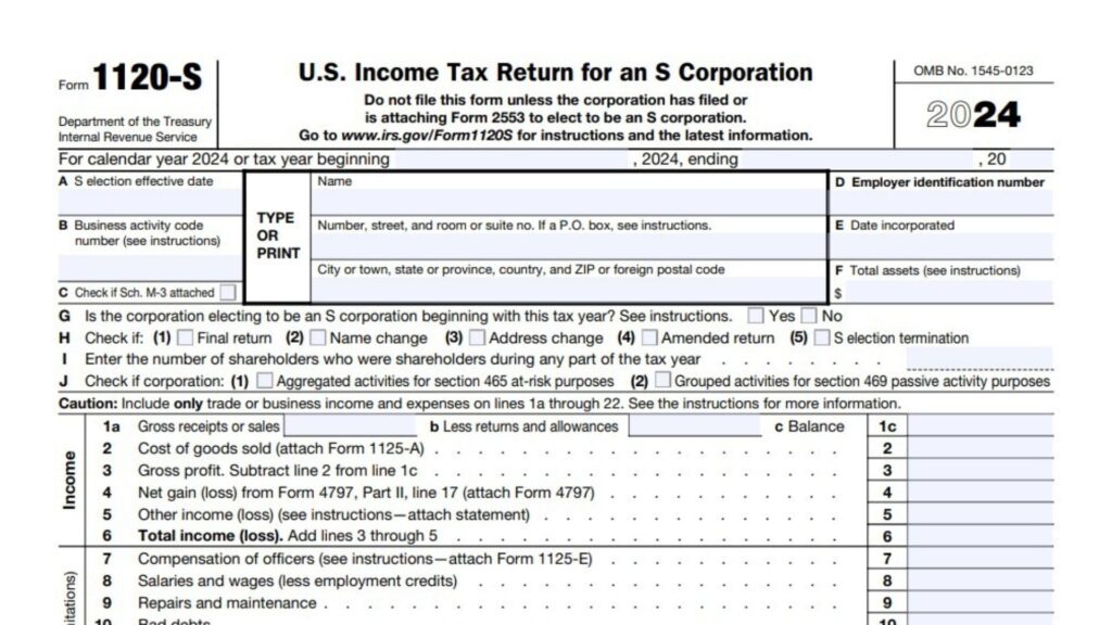 Form 1120S Instructions 2024 - 2025