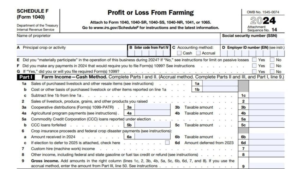 Schedule F (Form 1040) Instructions 2024 - 2025