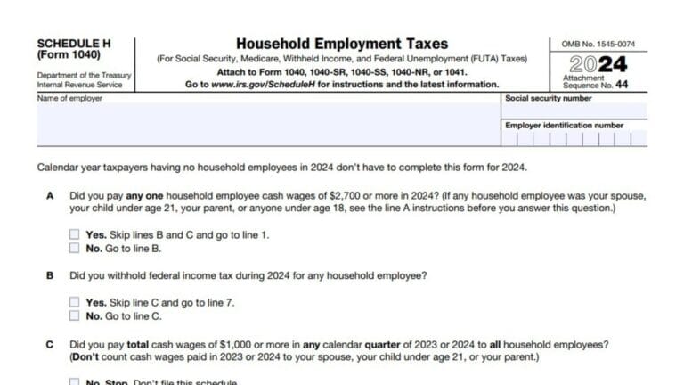 Schedule H (Form 1040) Instructions 2025 - 2026