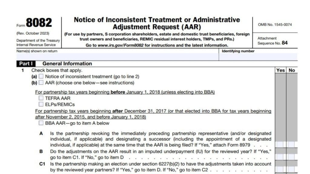 Form 8082 Instructions 2025 - 2026