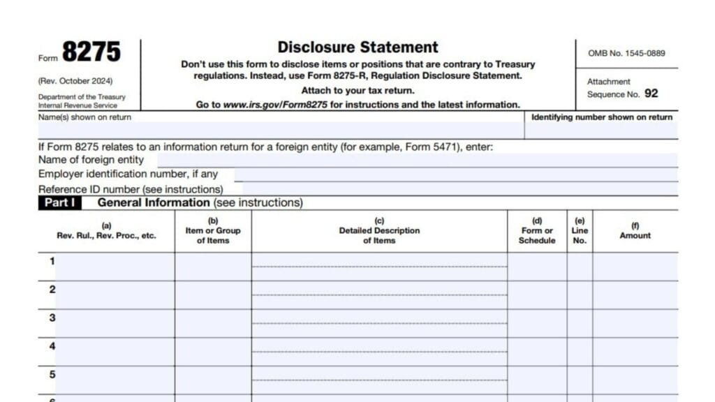 Form 8275 Instructions 2025 - 2026