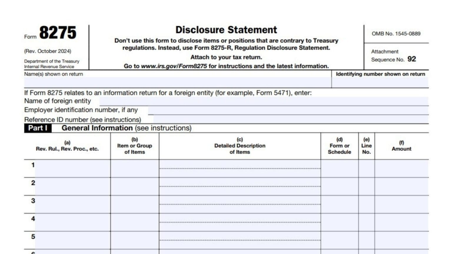 Form 8275 Instructions 2025 - 2026