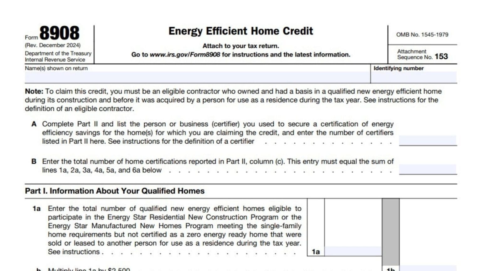 Form 8908 Instructions 2025 - 2026