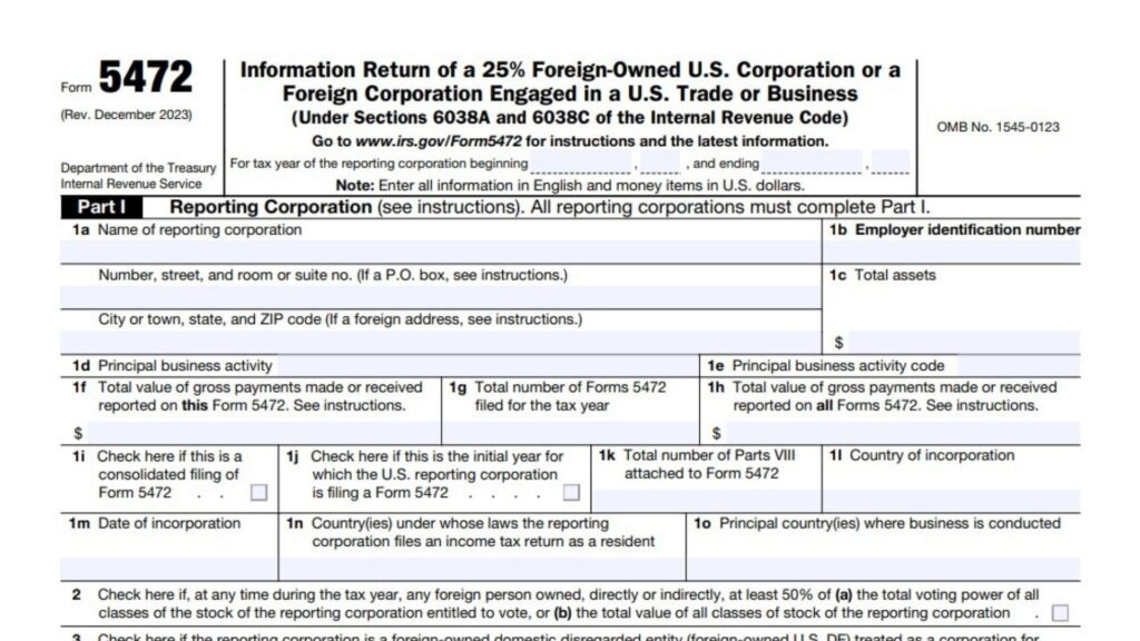 Form 5472 Instructions 2025 - 2026