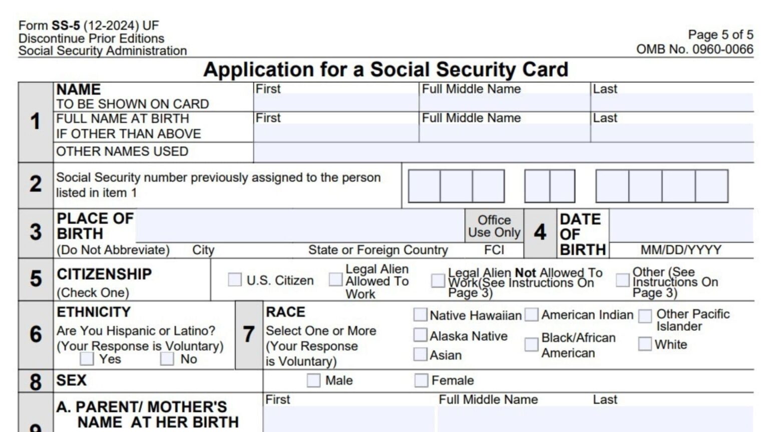 Form SS-5 Instructions 2024 - 2025