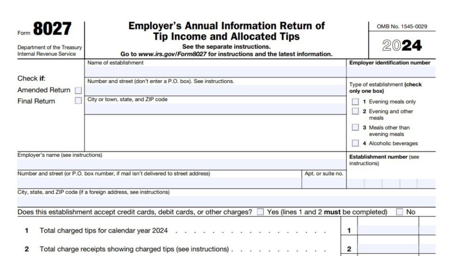 Form 8027 Instructions 2025 - 2026