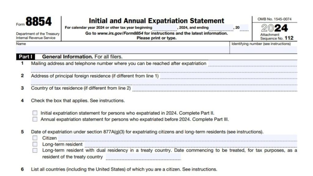Form 8854 Instructions 2025 - 2026