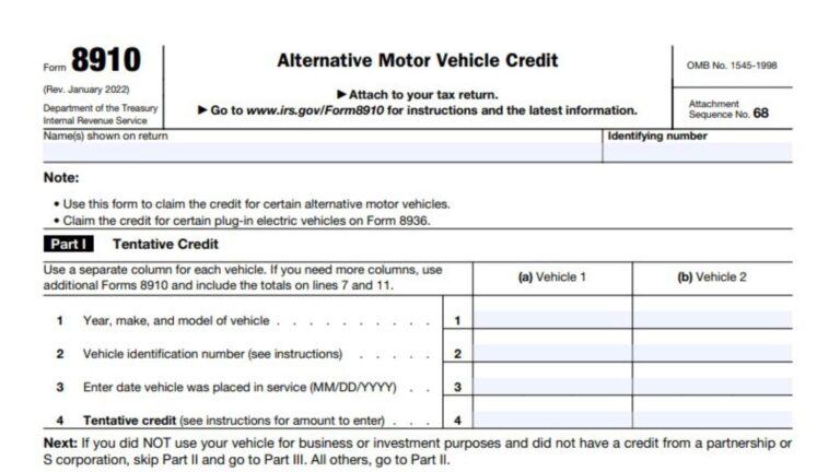 Form 8910 Instructions 2025 - 2026