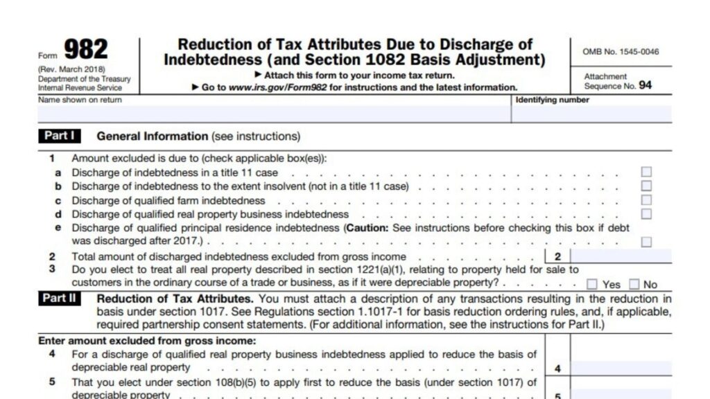 Form 982 Instructions 2025 - 2026