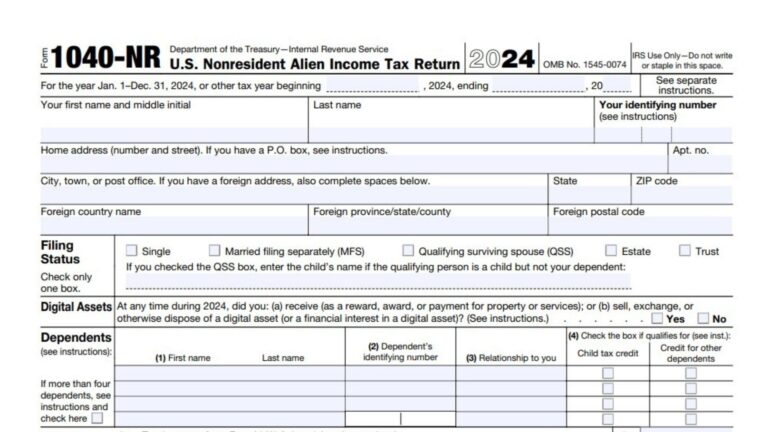 Form 1040-NR Instructions 2025 - 2026