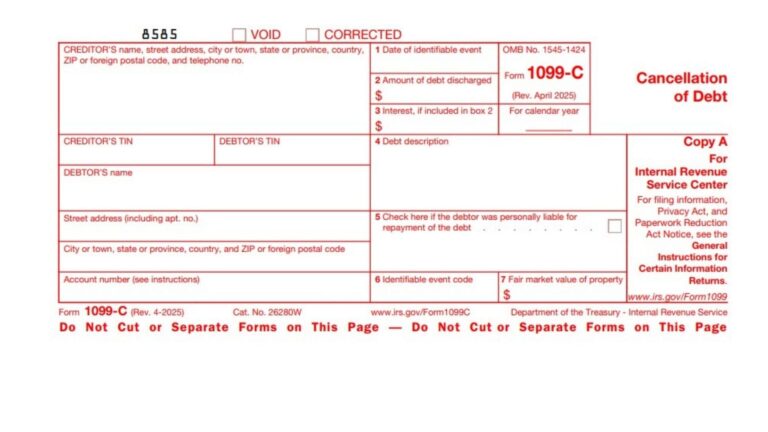 Form 1099-C Instructions 2025 - 2026
