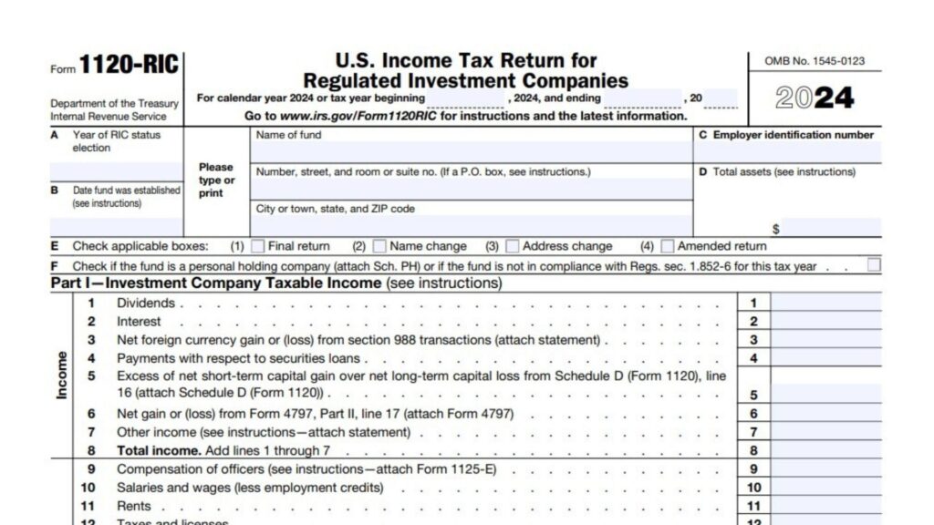 Form 1120-RIC Instructions 2025 - 2026