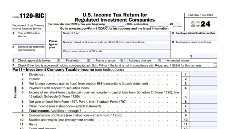 Form 1120-RIC Instructions 2025 - 2026