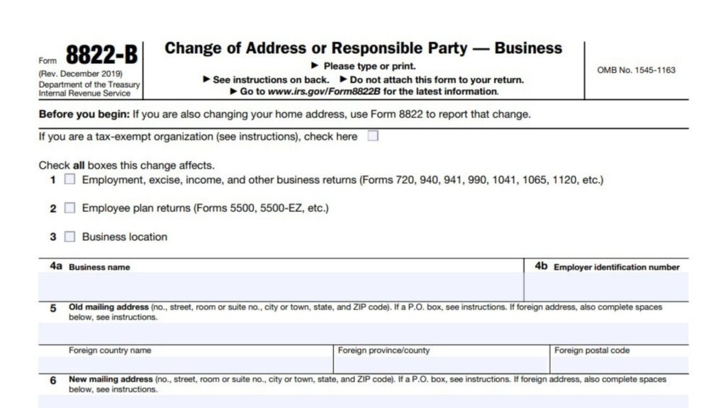 Form 8822-B Instructions 2025 - 2026