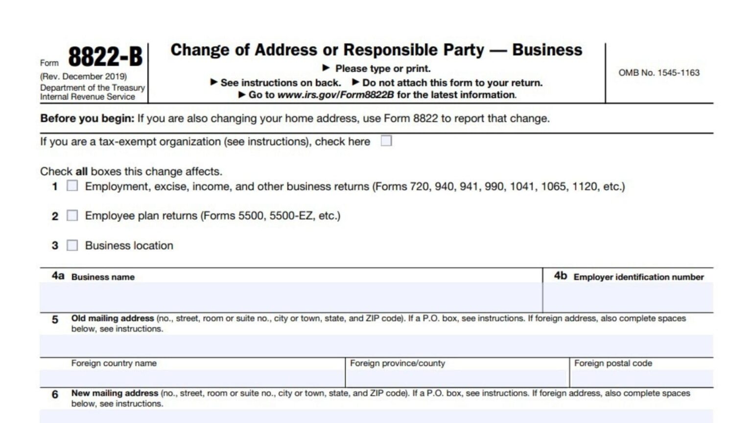Form 8822-B Instructions 2025 - 2026