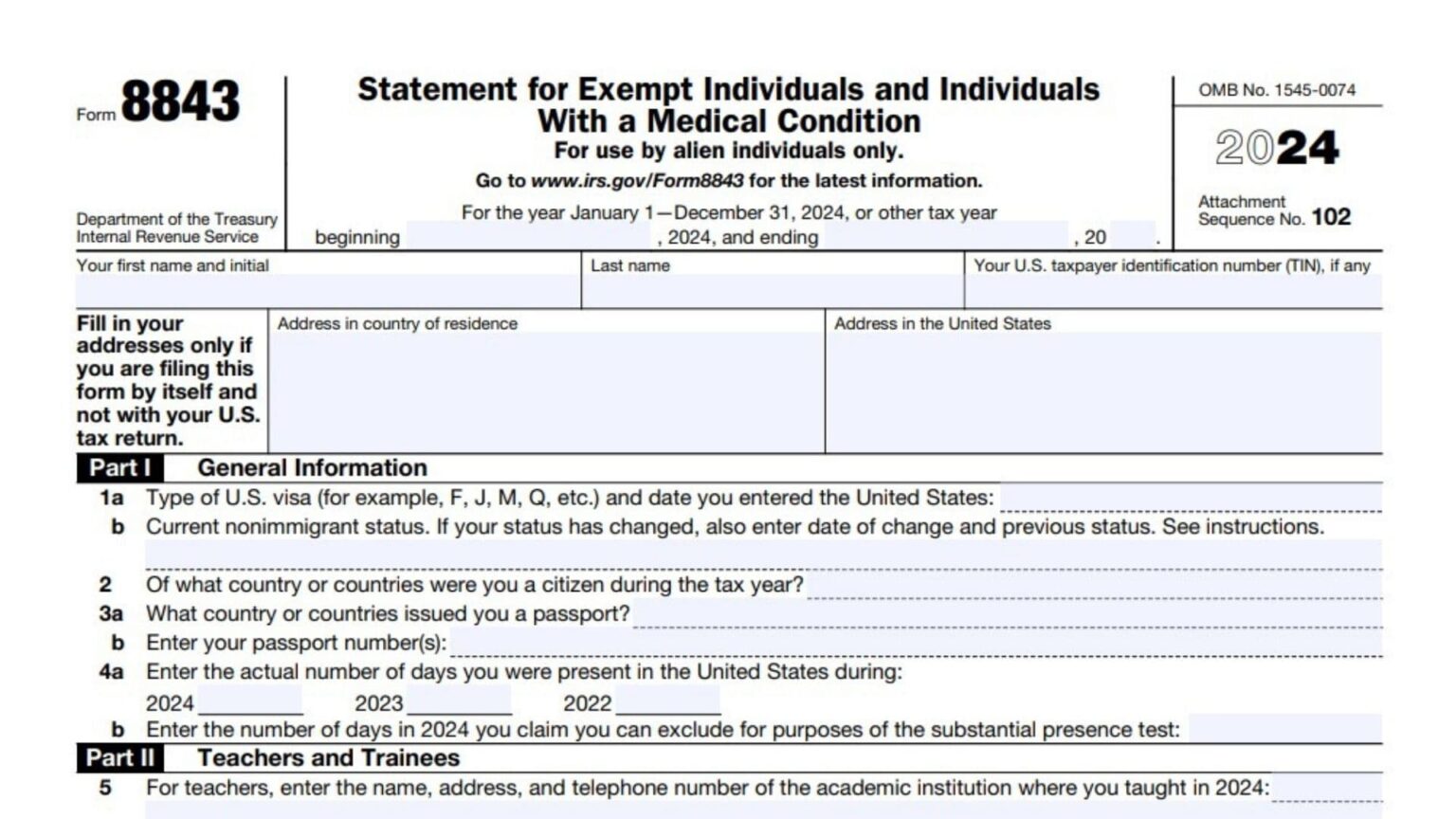 Form 8843 Instructions 2025 - 2026