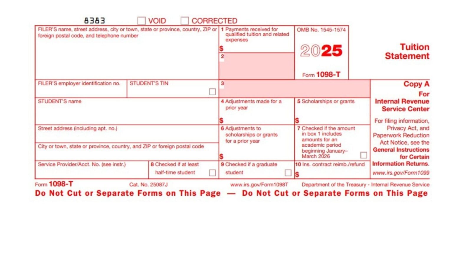 Form 1098-T Instructions 2025 - 2026
