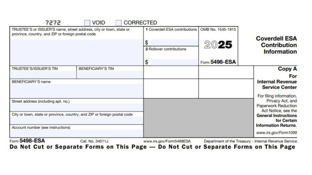 Form 5498-ESA Instructions 2025 - 2026