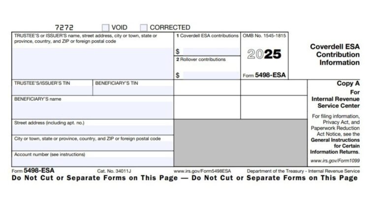 Form 5498-ESA Instructions 2025 - 2026