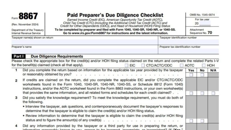 Form 8867 Instructions 2025 - 2026