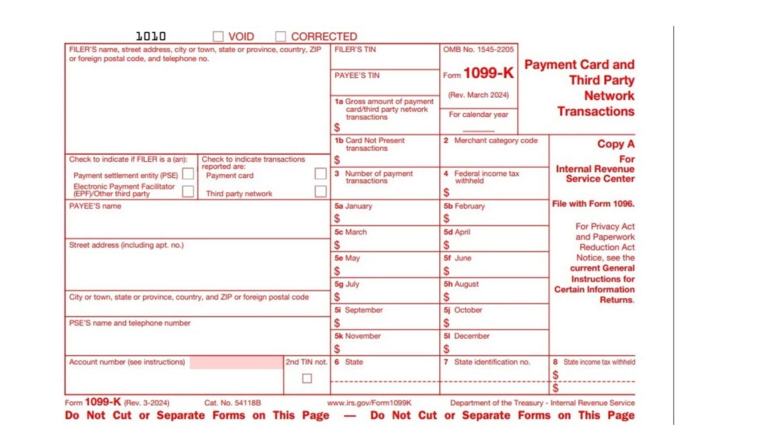 Form 1099-K Instructions 2025 - 2026