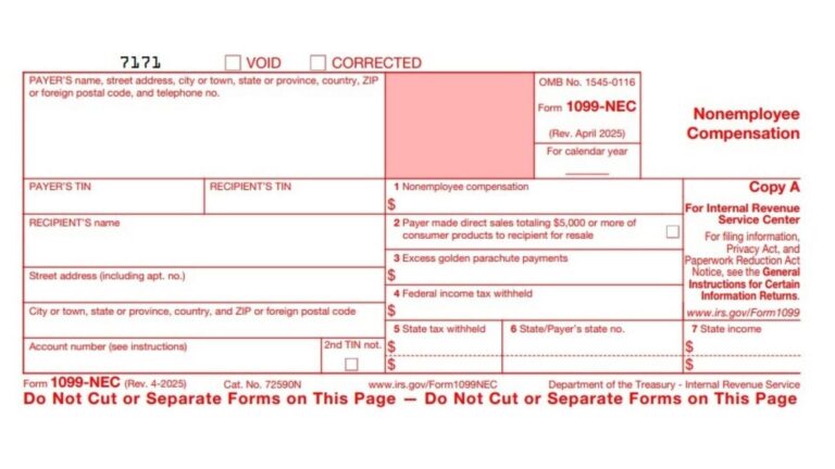 Form 1099-NEC Instructions 2025 - 2026