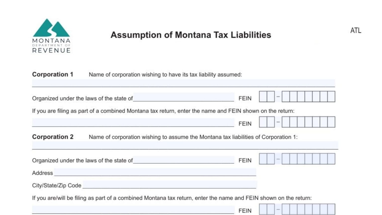Montana Form ATL Instructions 2025 - 2026