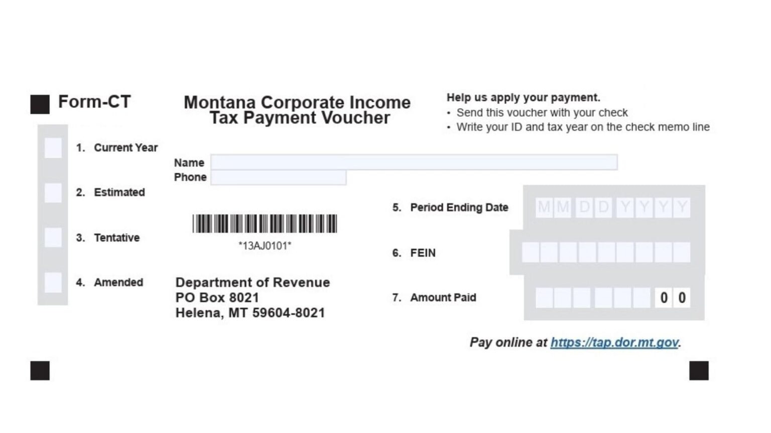Montana Form CT Instructions 2025 - 2026