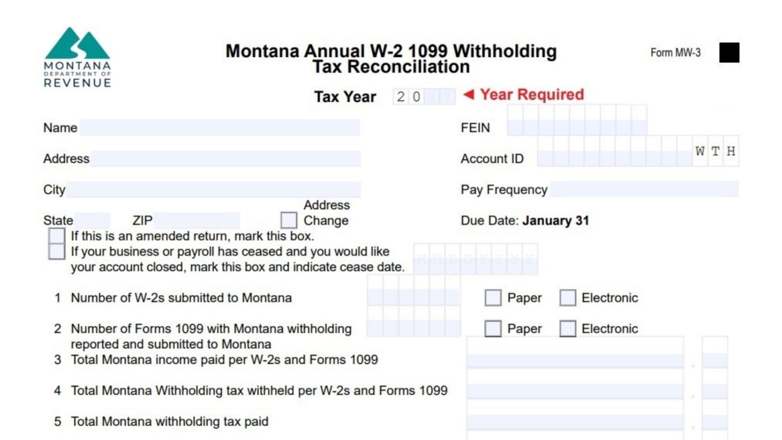 Montana Form MW-3 Instructions 2025 - 2026