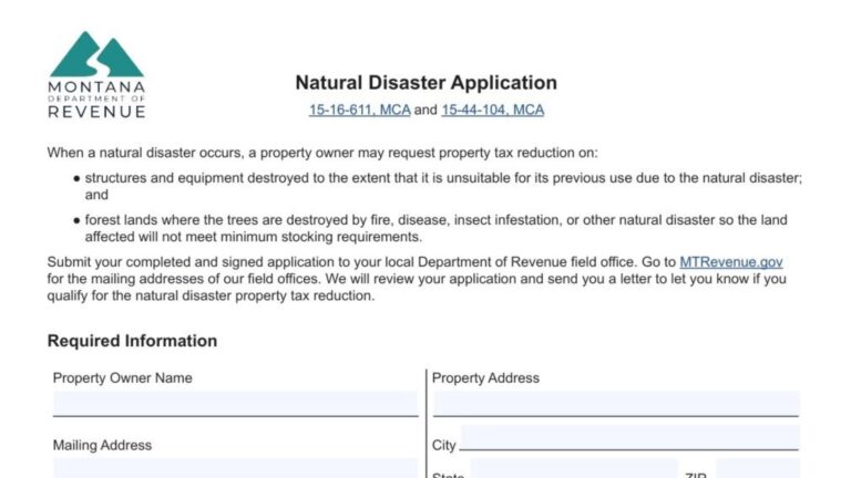 Montana Natural Disaster Application Form Instructions 2025 - 2026