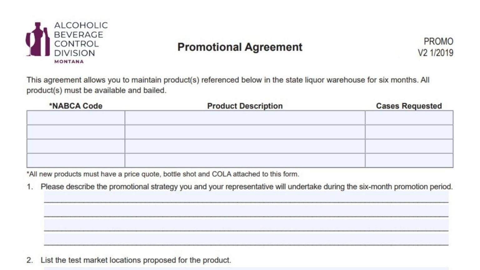 Montana Form Promo Instructions